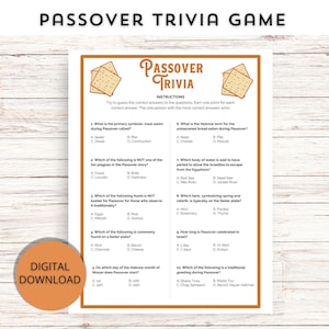 Passover Trivia Game, Passover Games, Family Game - Etsy