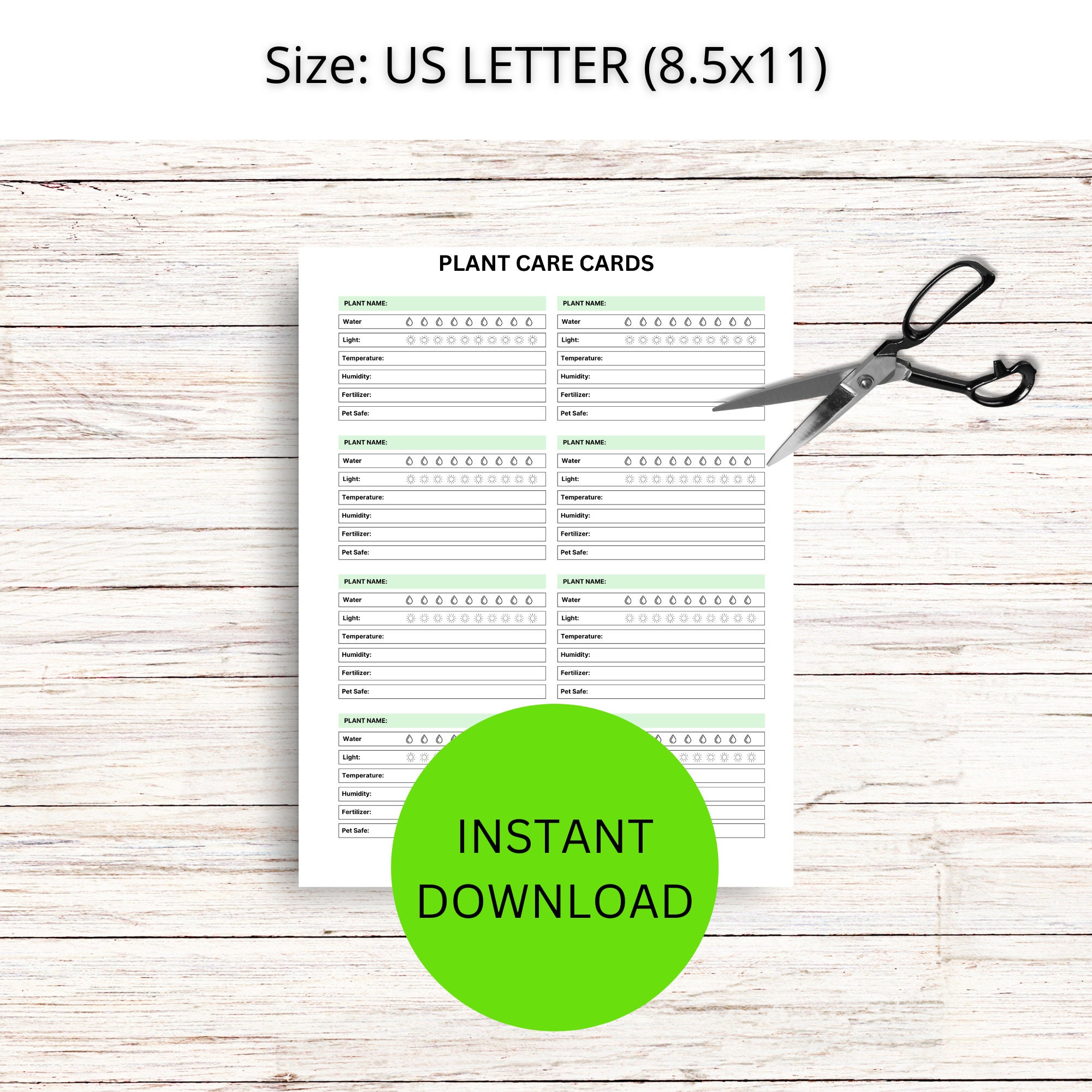 Plant Care Cards, Garden Plant Labels, Printable Plant Care Cards - Etsy