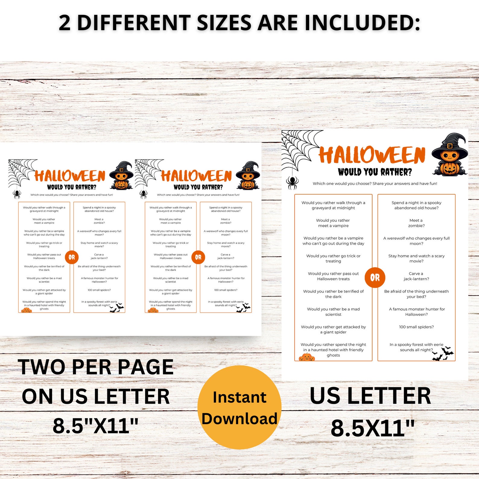 Halloween Would You Rather Printable Game, This or That Halloween Game ...
