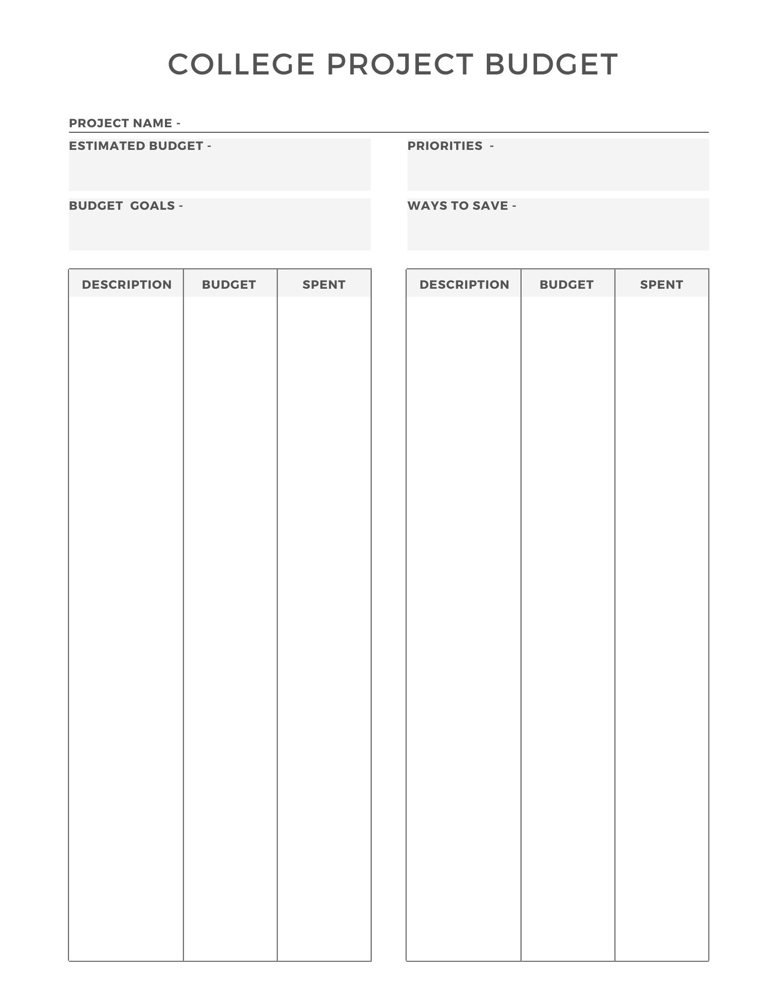 College Budget Printable Planner Design - Etsy