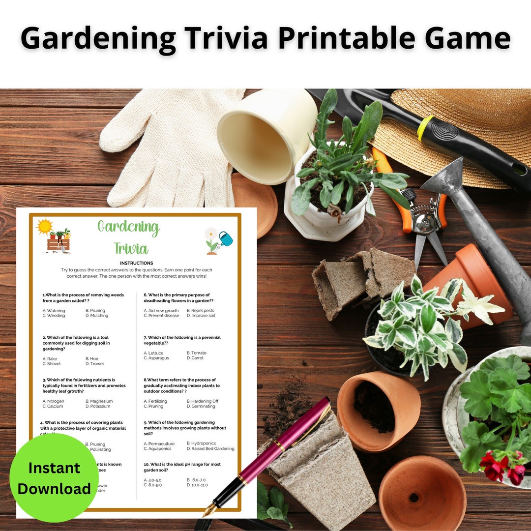 Gardening Trivia Printable, Gardening Trivia Game, Garden Party Game - Etsy
