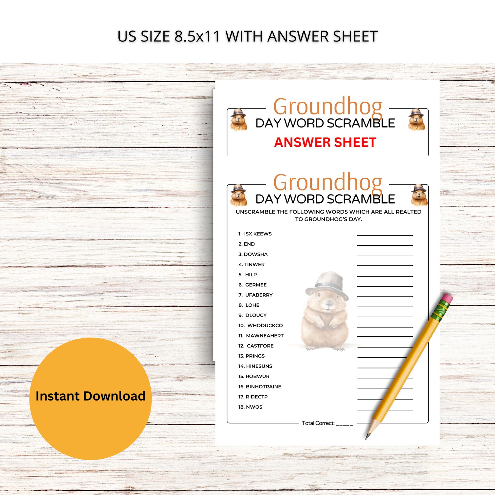 Groundhog's Day Word Scramble - Etsy