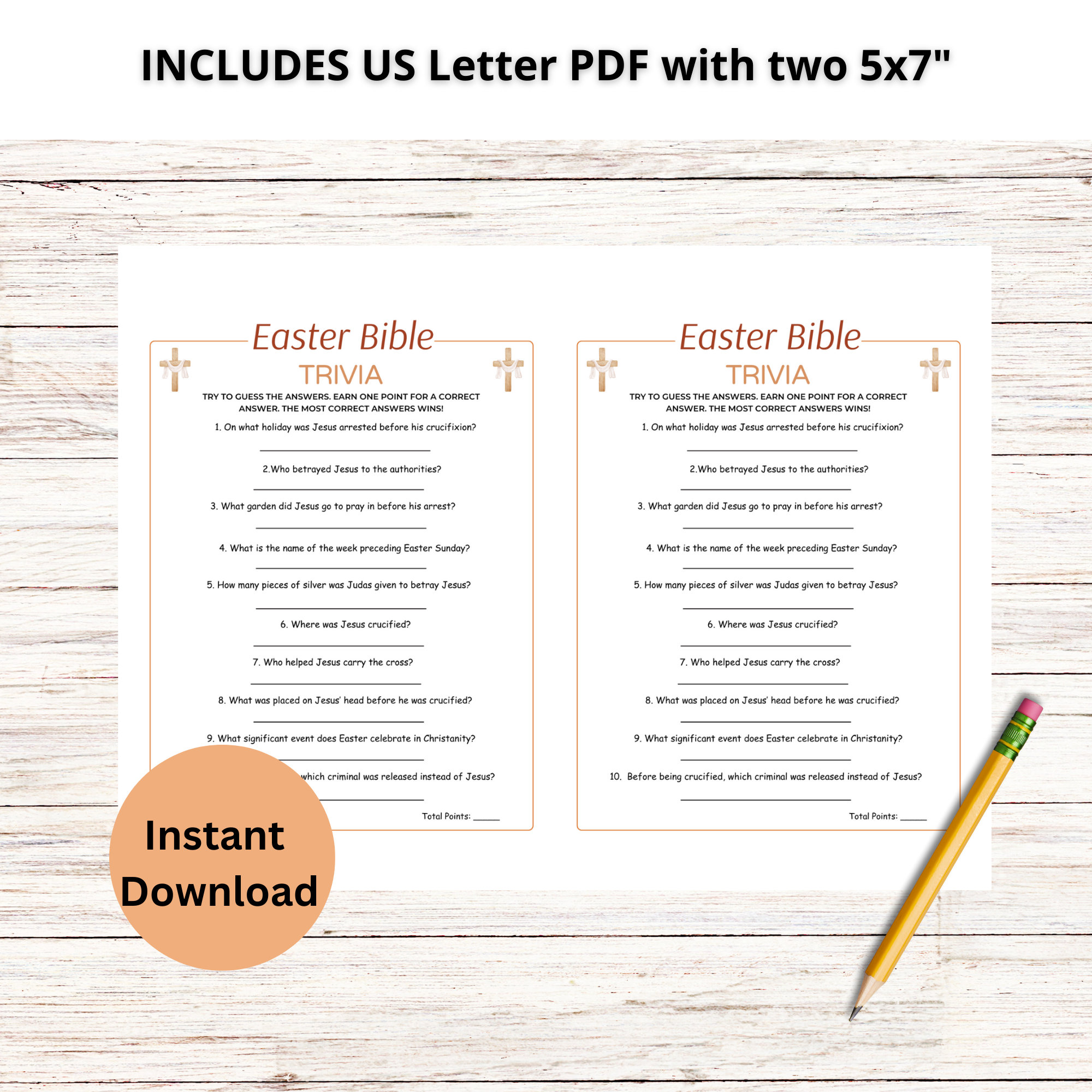 Printable Easter Bible Trivia Game, Easter Religious Game for Kids and ...