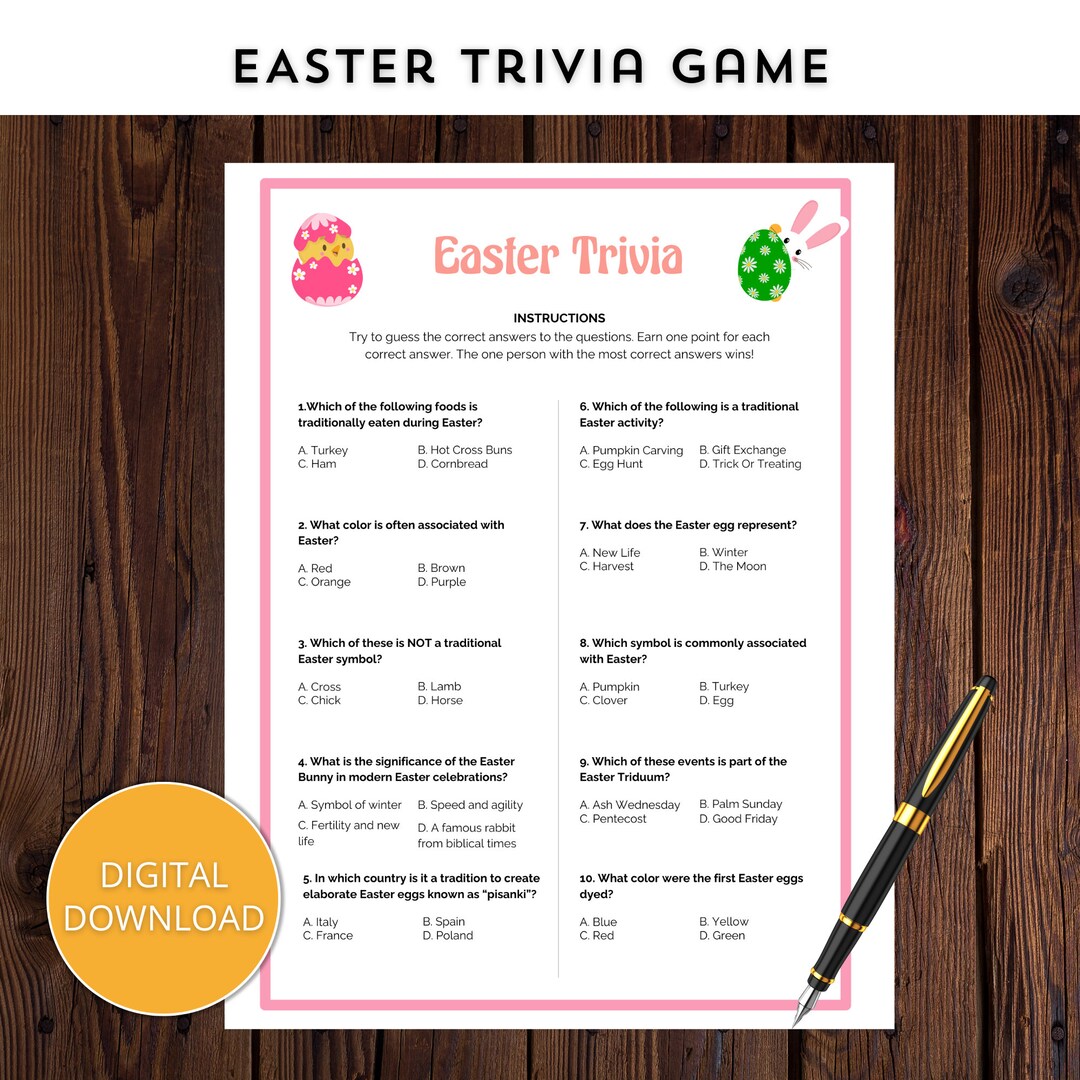 Printable Easter Trivia Game, Easter Party Game, Easter Family Game - Etsy