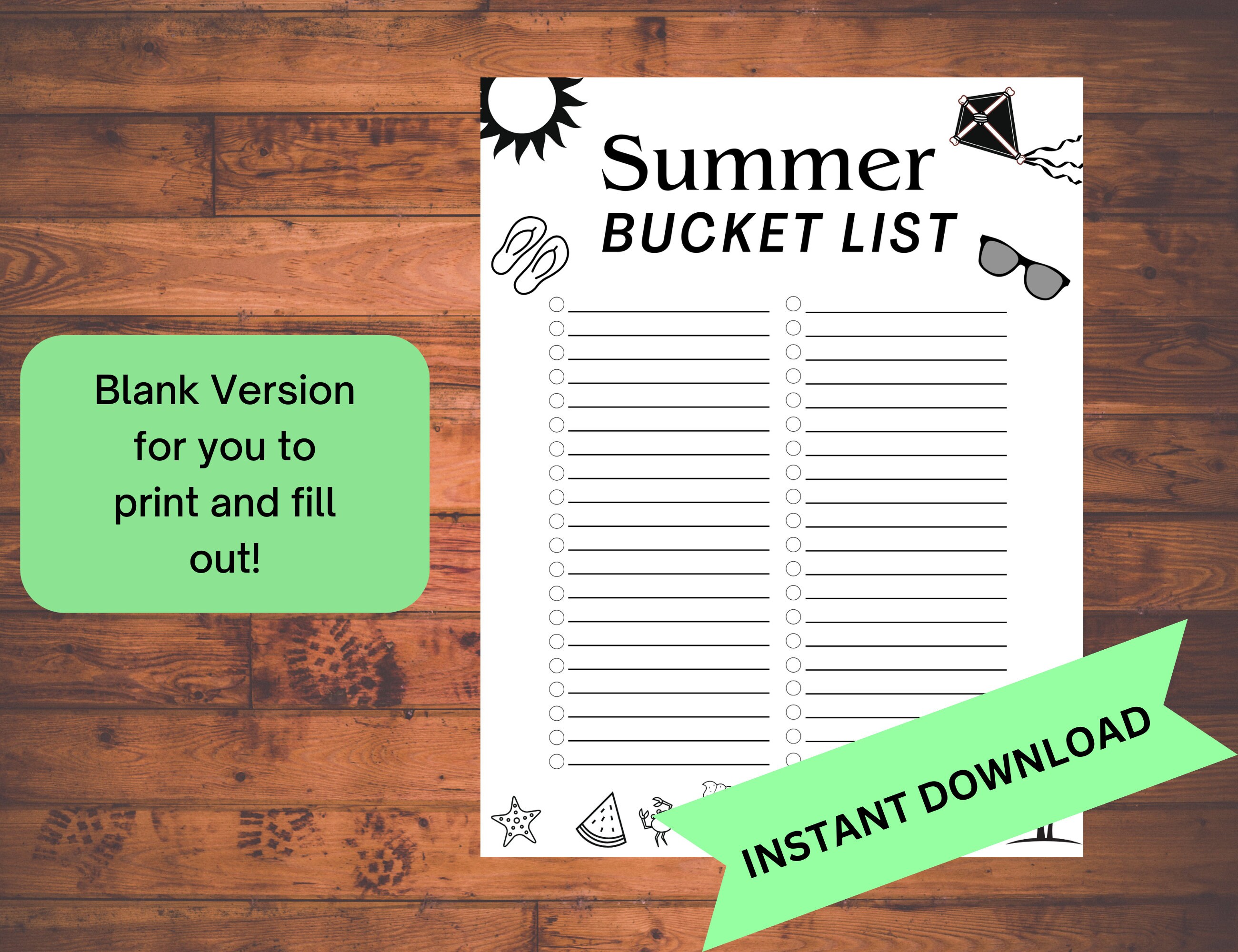 Summer Break Bucket List Template, Summer Activities Checklist, Summer ...