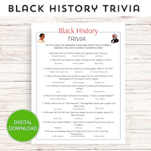 Black History Trivia Game, Black History Game for Kids and Adults ...