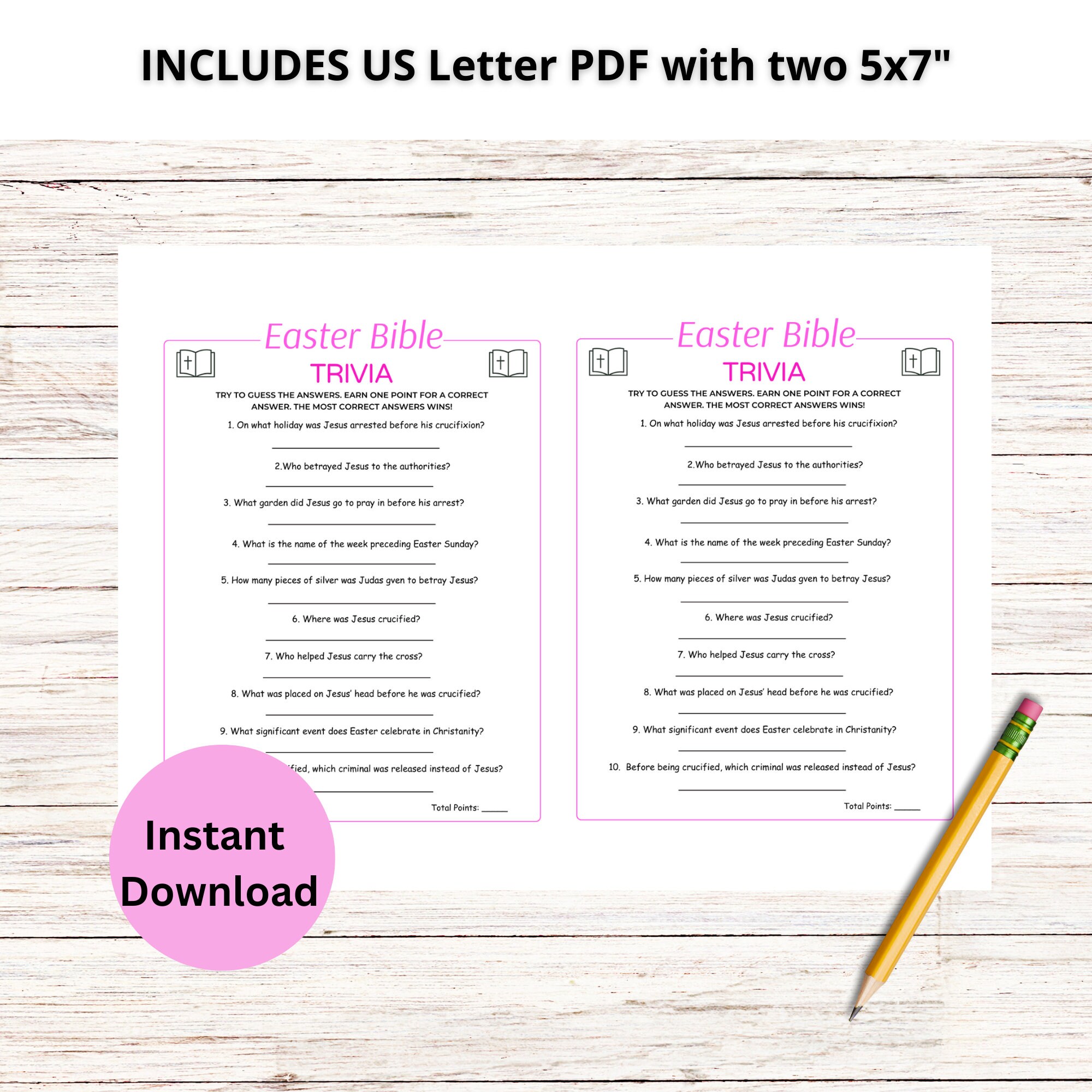 Printable Easter Bible Trivia Game, Easter Religious Game for Kids and ...