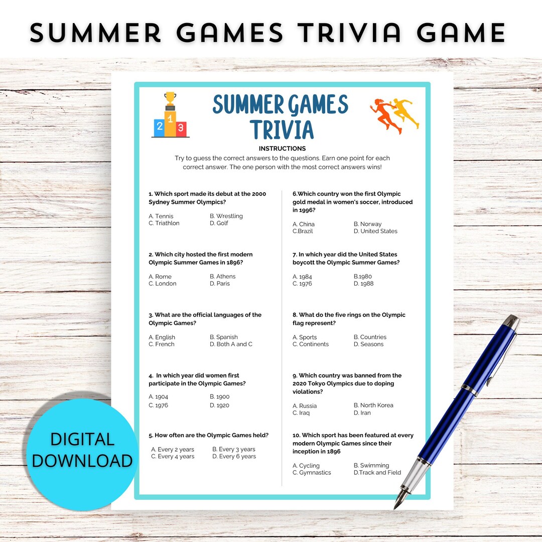 Summer Games Sports Trivia, 2024 Summer Olympics Trivia Questions ...