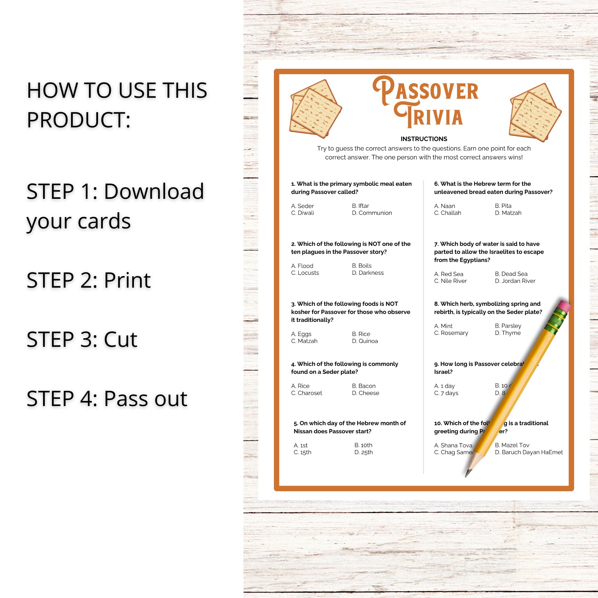 Passover Trivia Game, Passover Games, Family Game - Etsy
