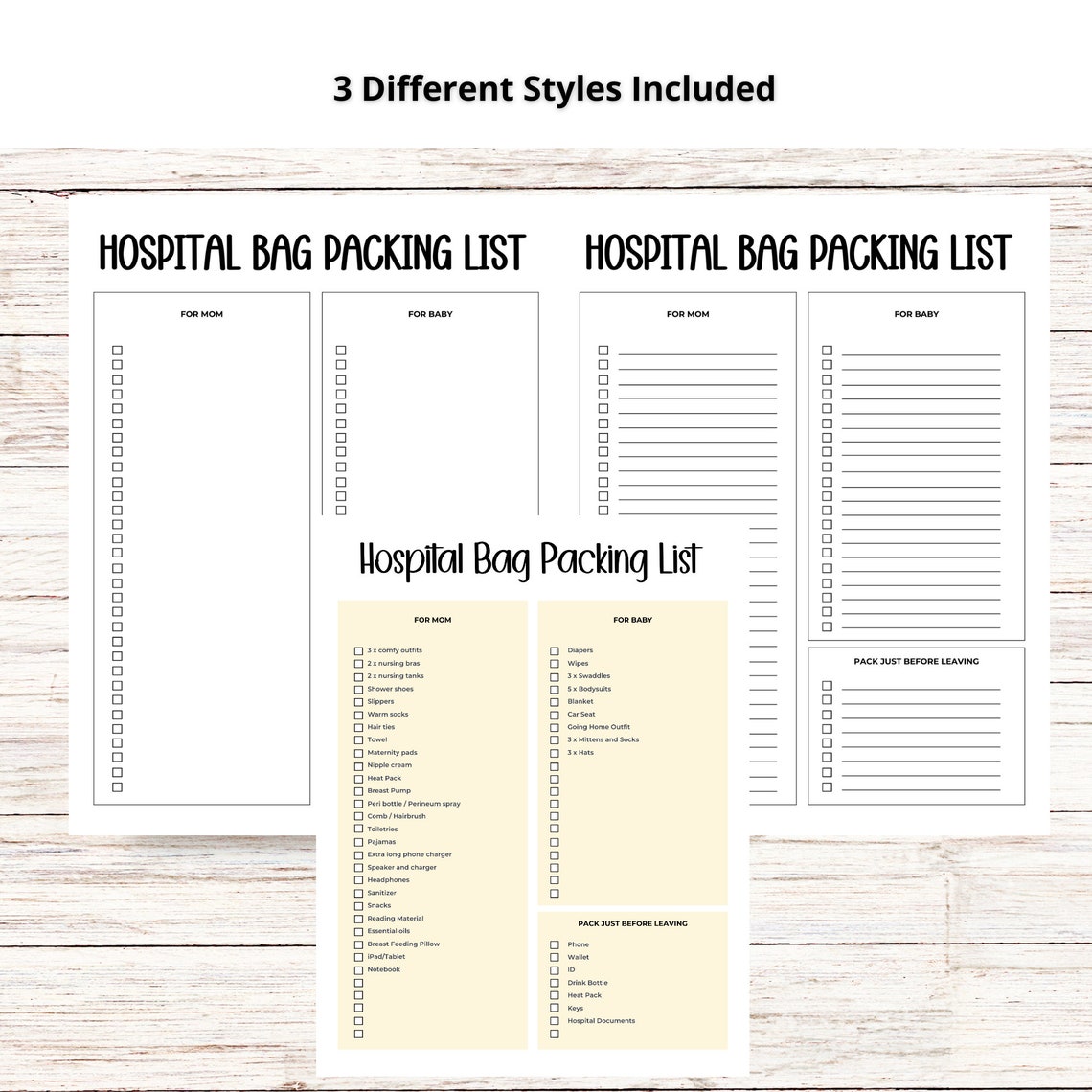 Hospital Bag Checklist, Birthing Plan, Hospital Bag Packing List - Etsy