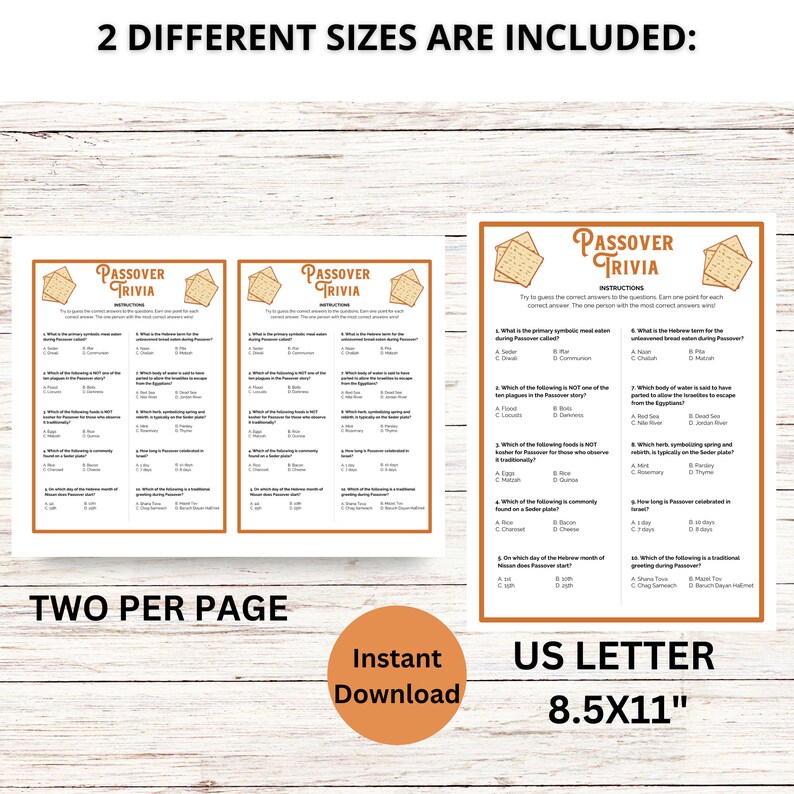 Passover Trivia Game, Passover Games, Family Game - Etsy