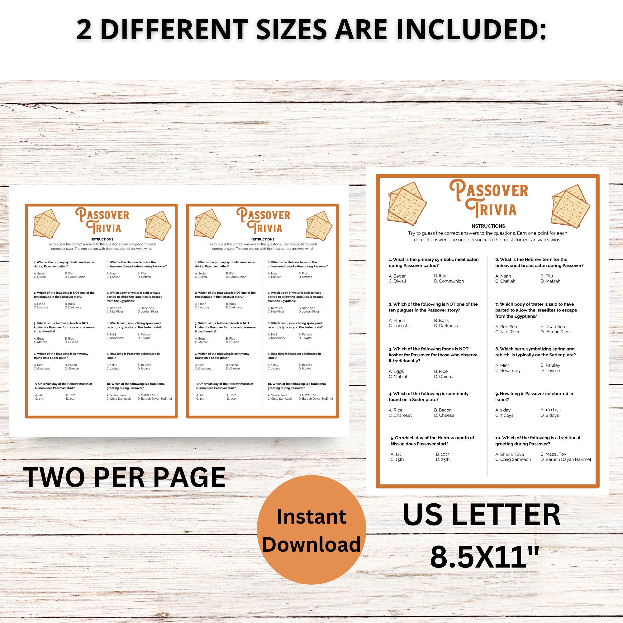 Passover Trivia Game, Passover Games, Family Game - Etsy