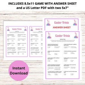 Printable Easter Trivia Game, Easter Party Game, Easter Family Game - Etsy