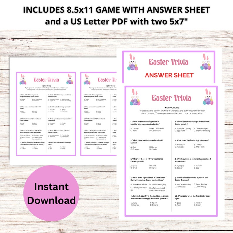 Printable Easter Trivia Game, Easter Party Game, Easter Family Game - Etsy
