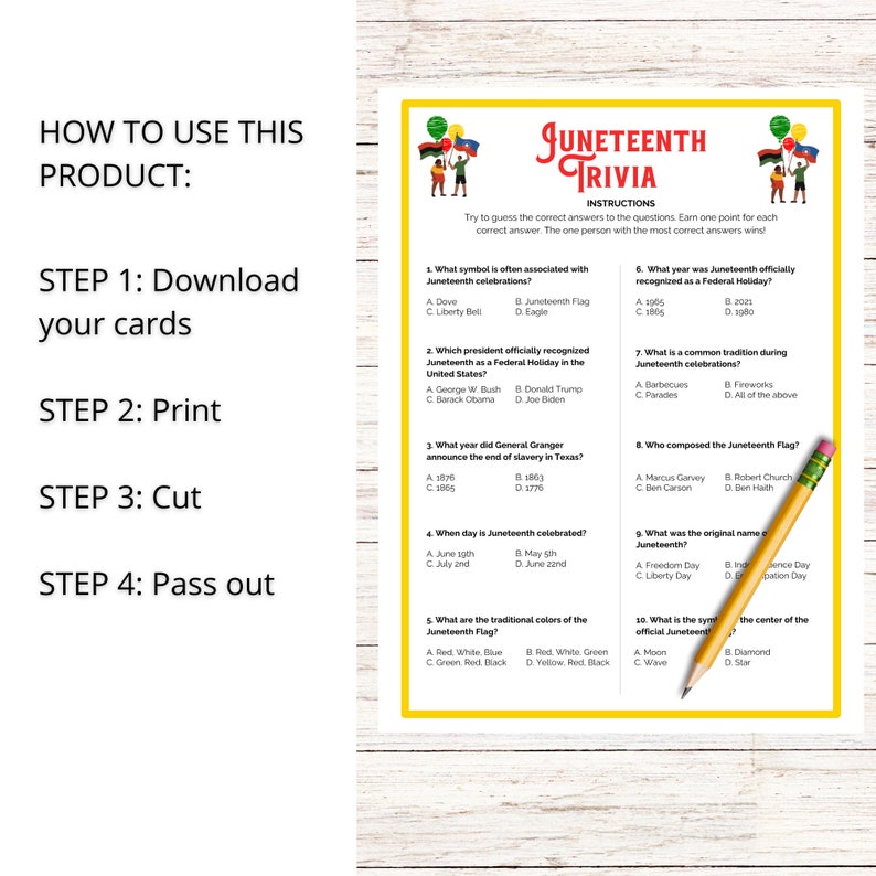 Juneteenth Trivia Game, African American History Quiz, Seniors Game ...