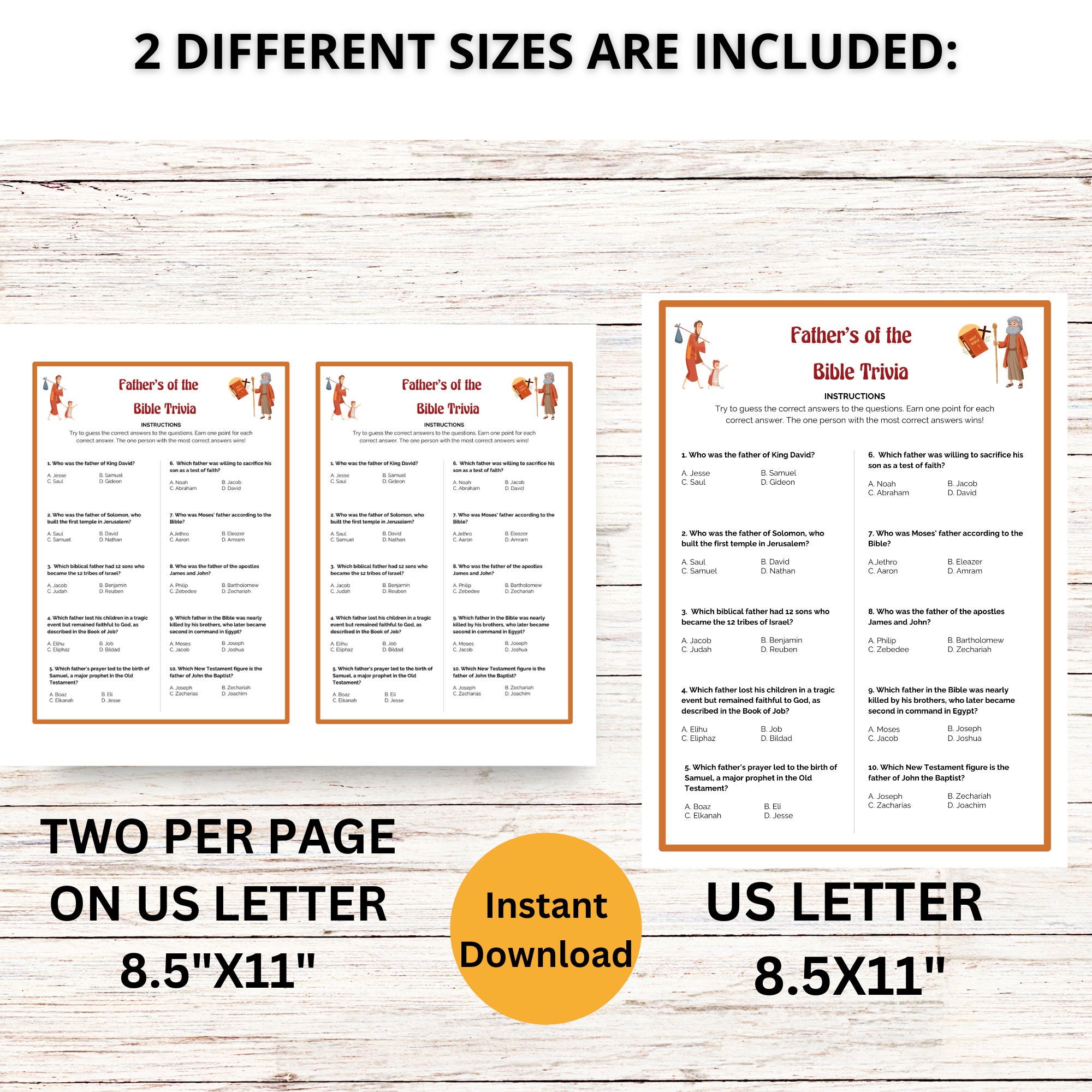 Fathers Day Bible Trivia Game, Fathers of the Bible, Sunday School Game ...