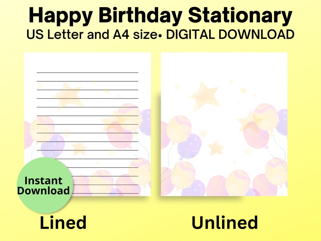 Happy Birthday Printable Stationary, Letter Writing Stationary ...