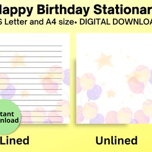 Happy Birthday Printable Stationary, Letter Writing Stationary ...
