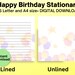 Happy Birthday Printable Stationary, Letter Writing Stationary ...