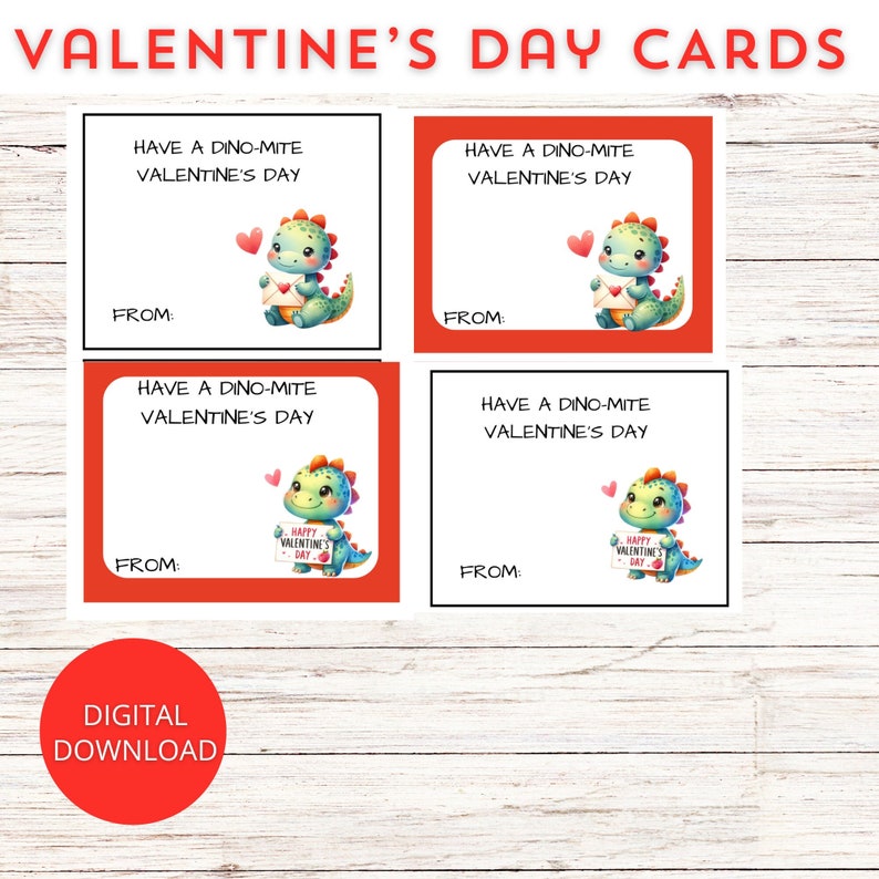 Dinosaur Valentine's Day Cards, Classroom Valentine's Day Cards, School ...