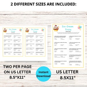 Ice Cream Trivia Game, Ice Cream Themed Birthday, Party Activity Idea ...