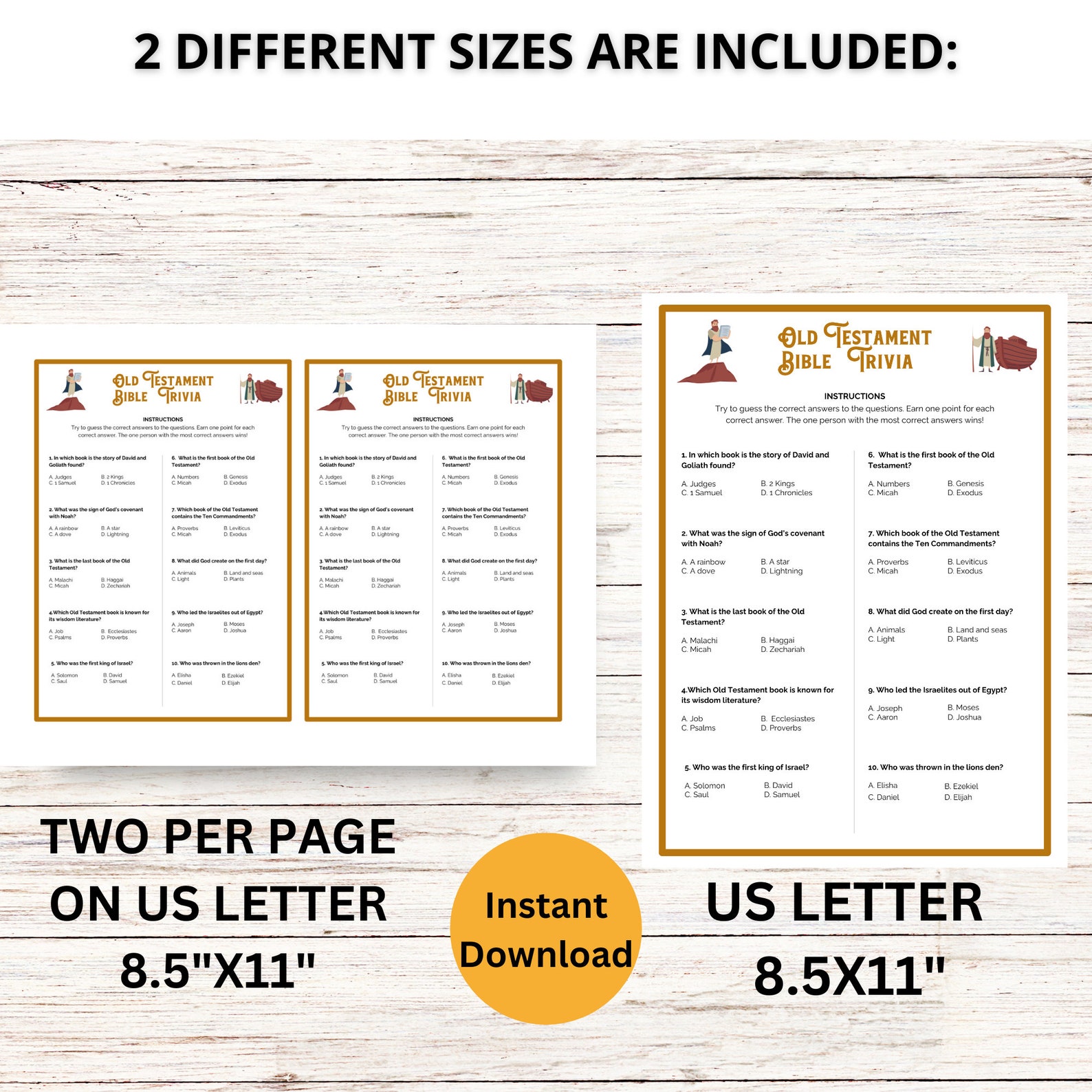 Printable Bible Trivia Game, Old Testament Bible Quiz, Sunday School ...