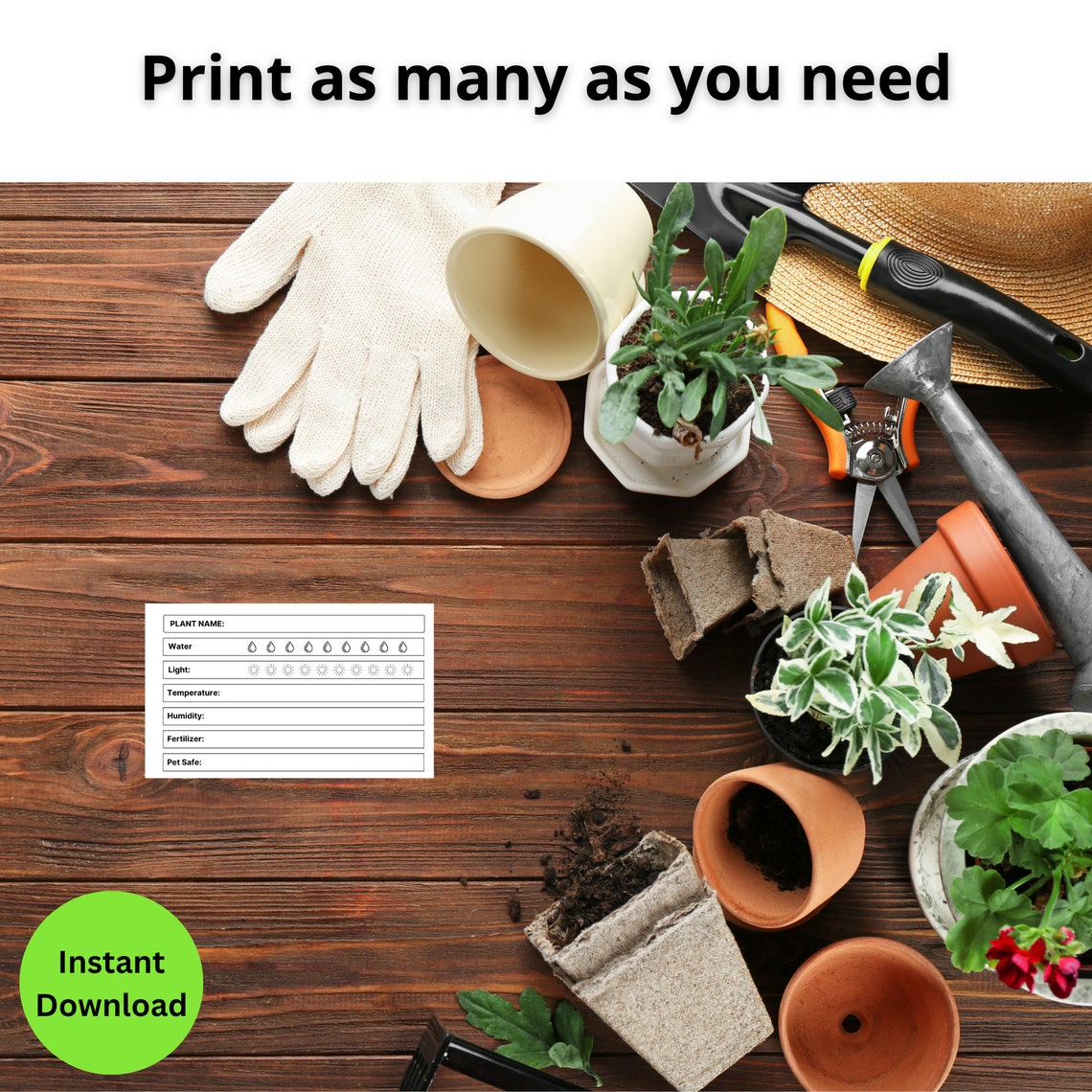 Plant Care Cards, Garden Plant Labels, Printable Plant Care Cards - Etsy