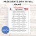 Presidents Day Trivia Game, Instant Download, Multiple Choice Game - Etsy