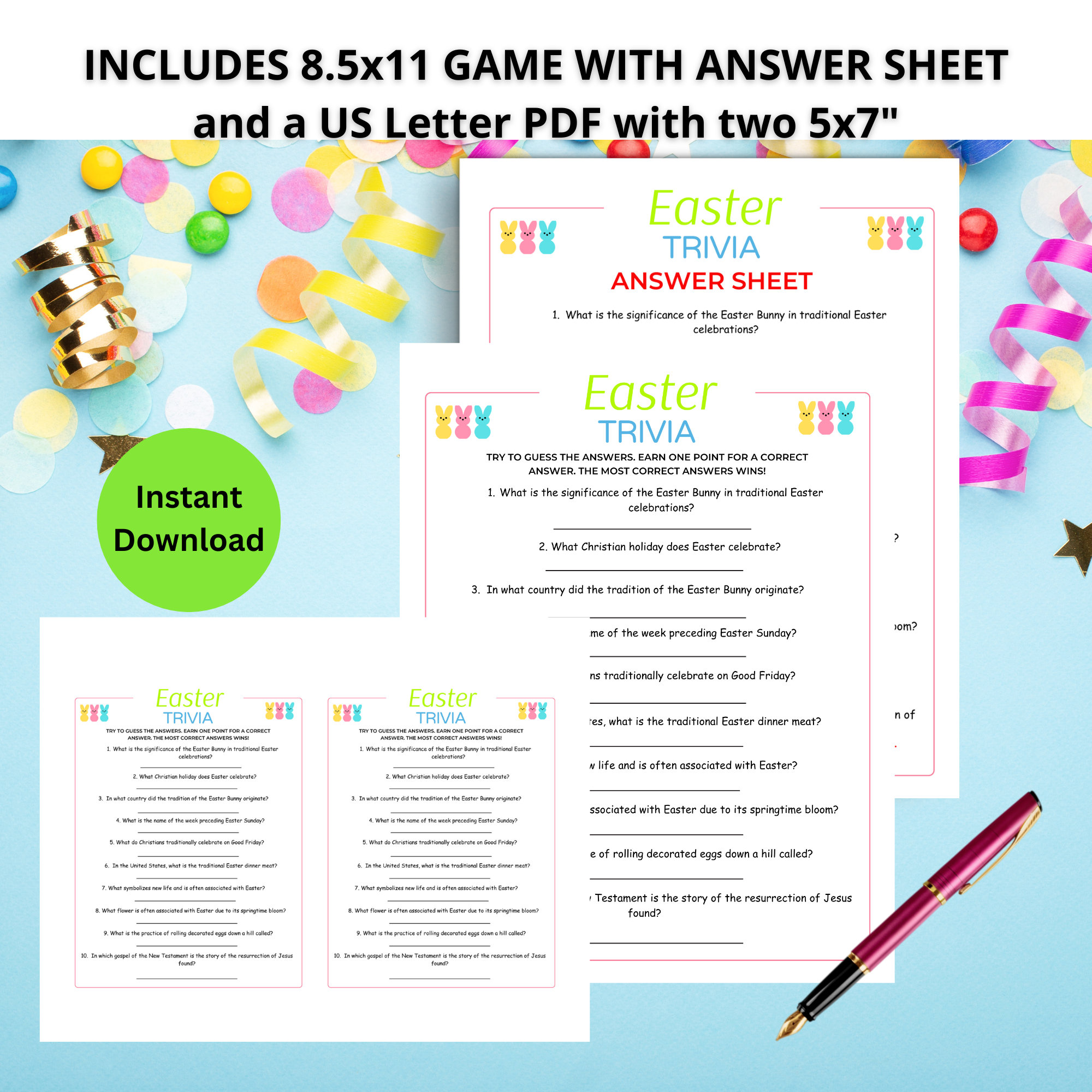 Easter Trivia Game, Sunday School Trivia, Printable Easter Trivia Game ...