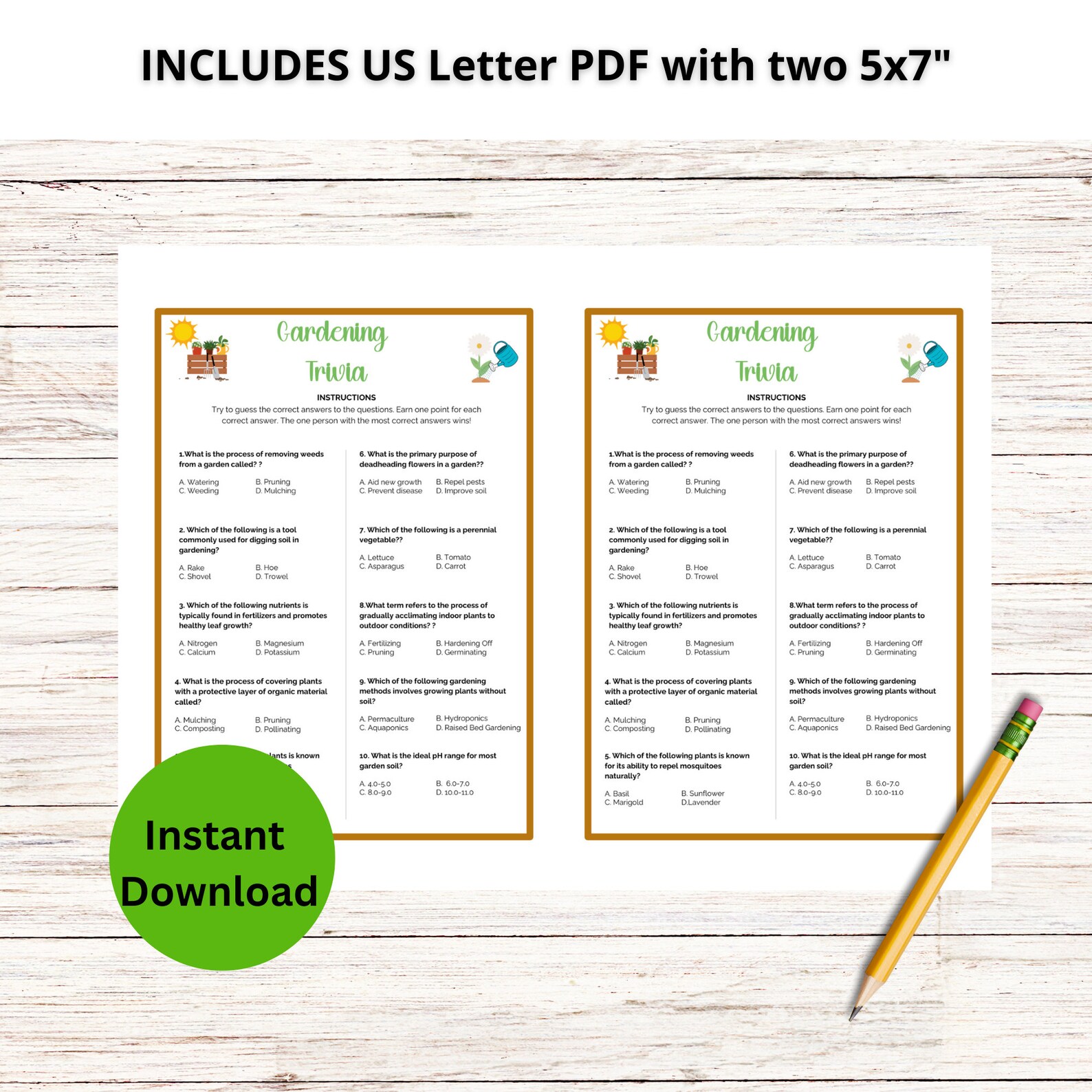 Gardening Trivia Printable, Gardening Trivia Game, Garden Party Game - Etsy