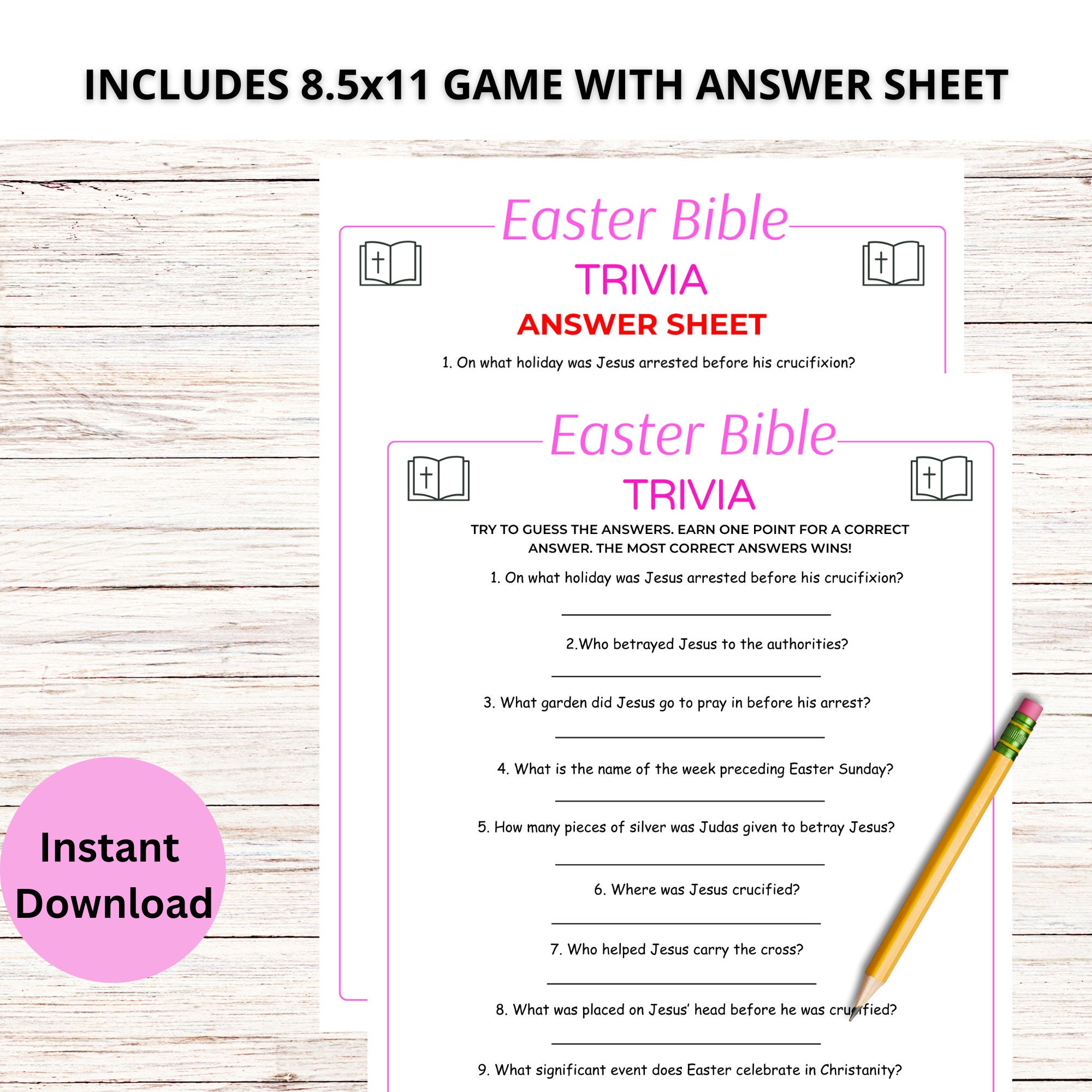 Printable Easter Bible Trivia Game, Easter Religious Game for Kids and ...