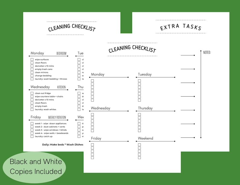 Cleaning Checklist, Weekly Cleaning, House Cleaning Checklist - Etsy
