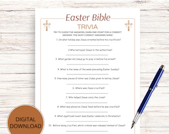 Easter Bible Trivia Game, Printable Easter Trivia, Easter Party Game ...