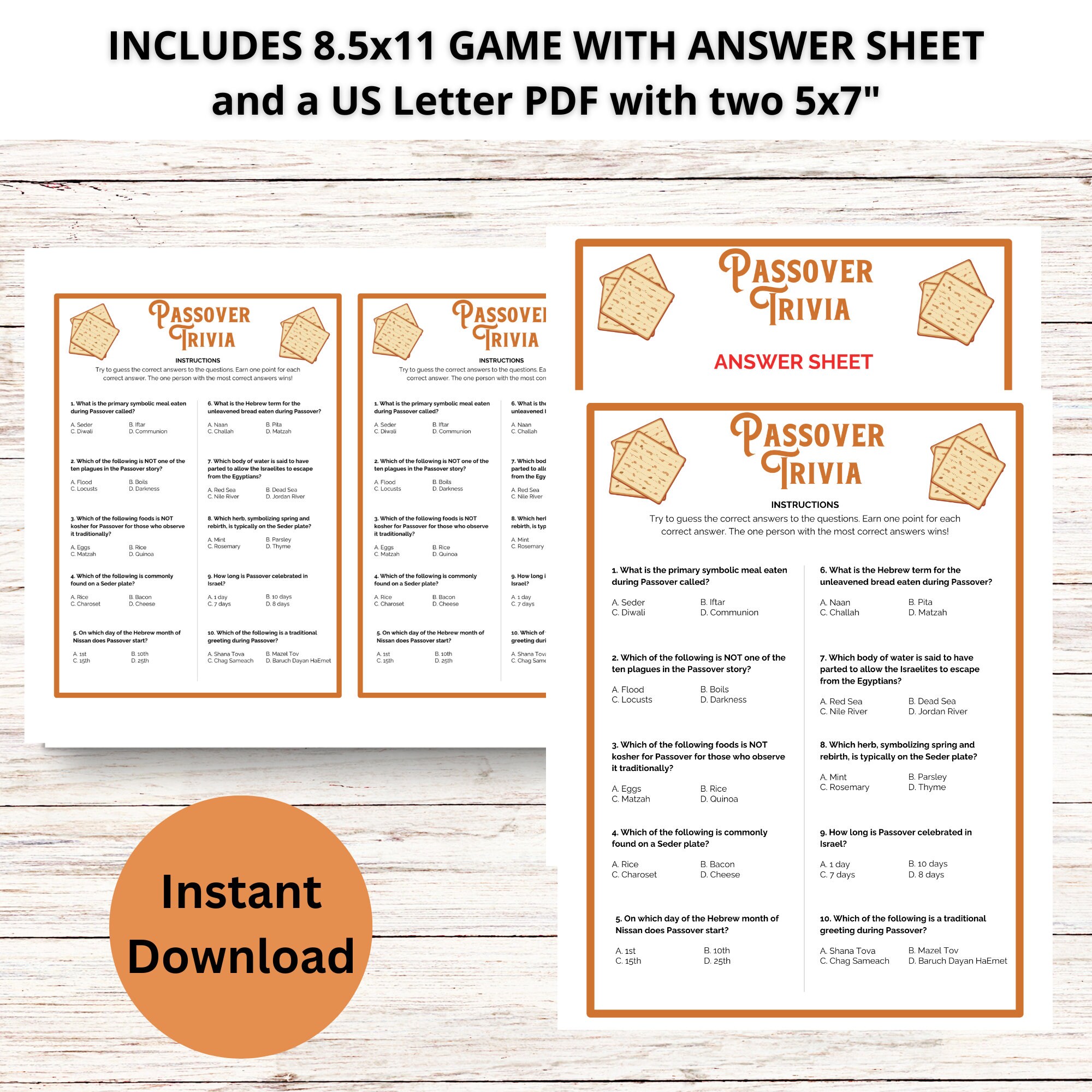 Passover Trivia Game, Passover Games, Family Game - Etsy
