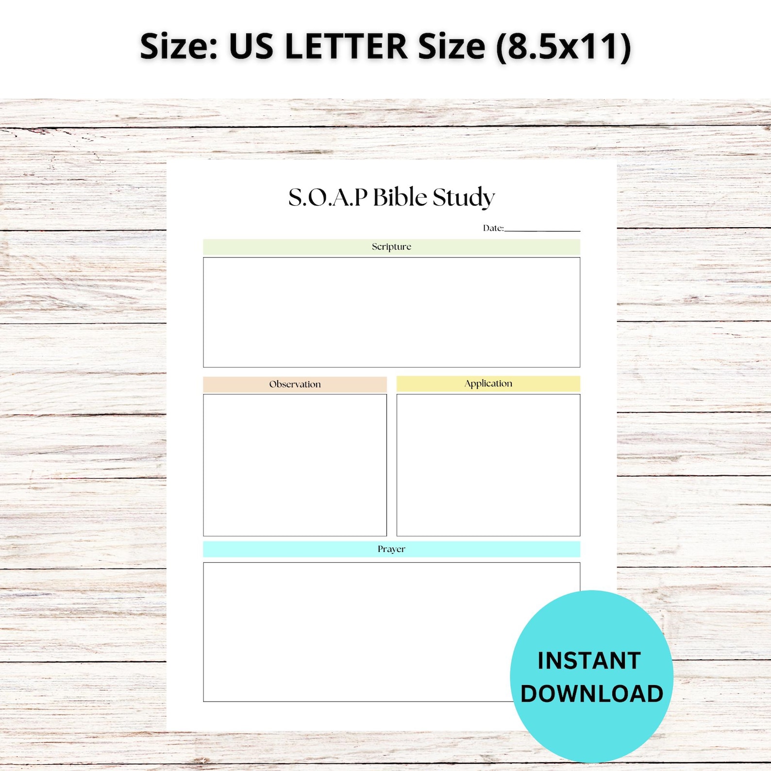 SOAP Study Method for the Bible, Bible Study Guide Template, SOAP Bible ...