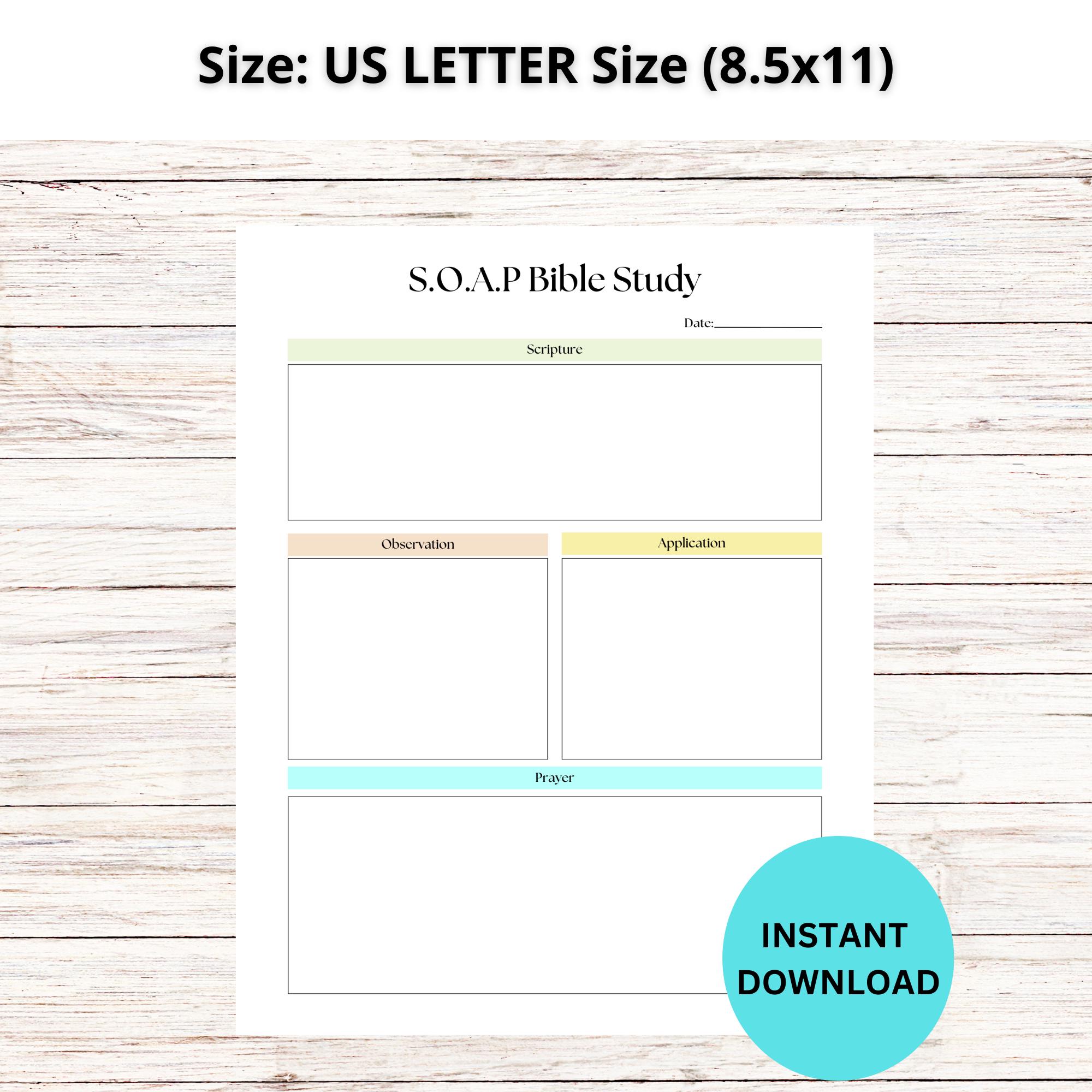 SOAP Study Method for the Bible, Bible Study Guide Template, SOAP Bible ...