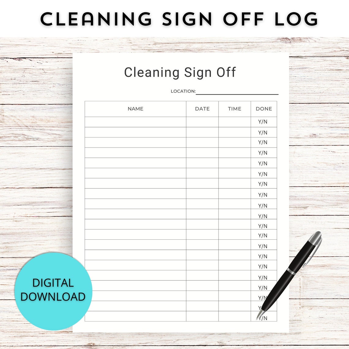 Cleaning Sign off Printable, Cleaning Printable Sign off Sheet ...
