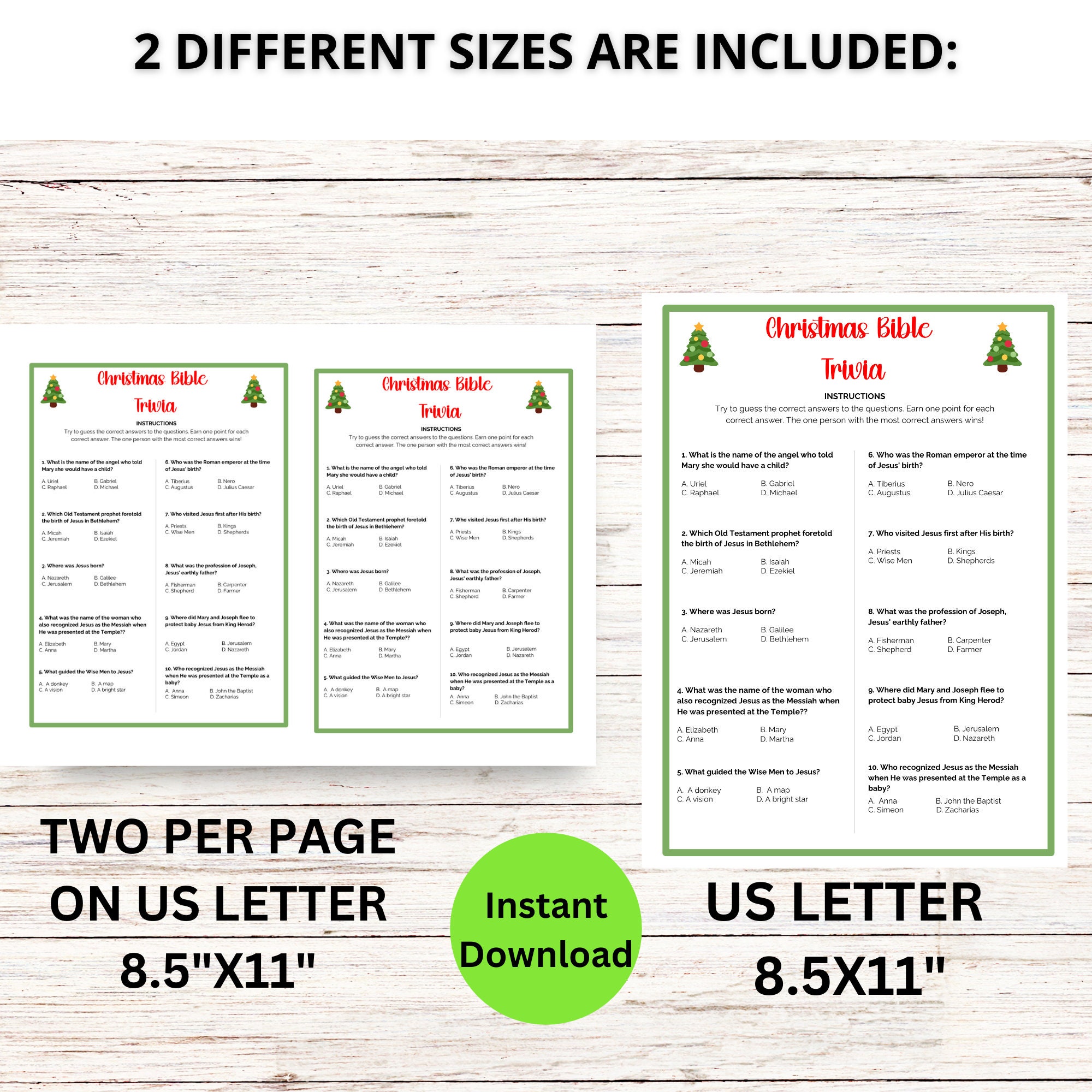 Christmas Bible Trivia Game, Church Christmas Party Game, Printable ...