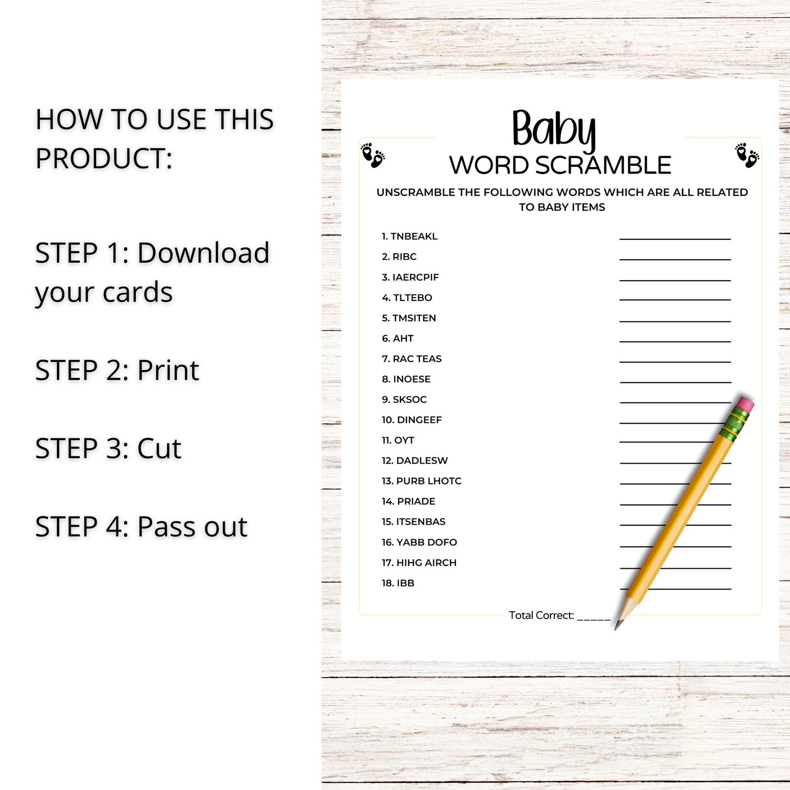 Baby Word Scramble Printable Game, Gender Neutral Baby Shower Game ...