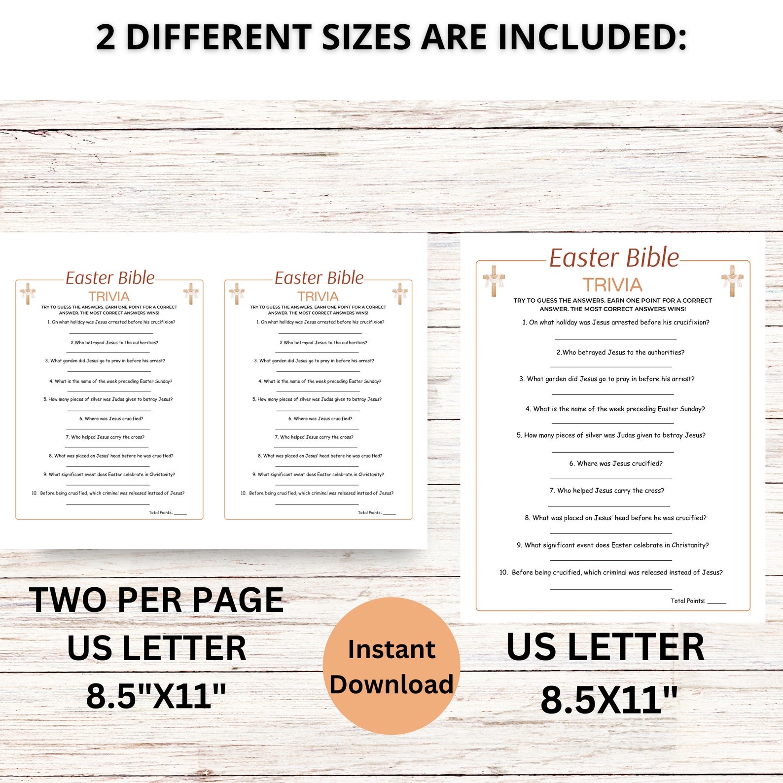 Printable Easter Bible Trivia Game, Easter Religious Game for Kids and ...