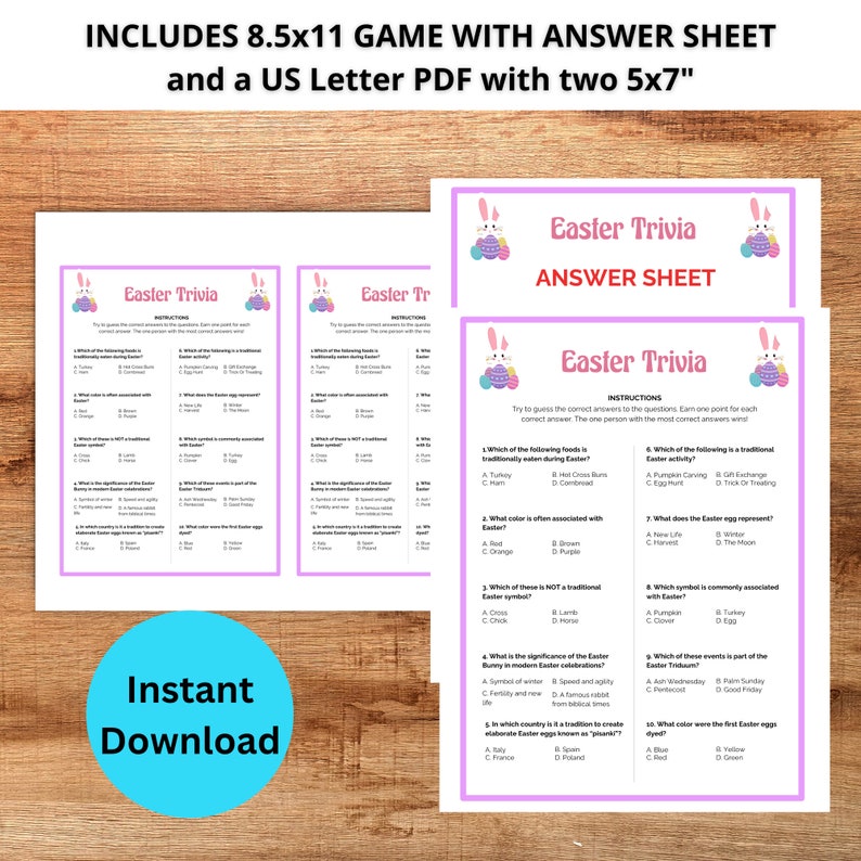 Printable Easter Trivia Game, Easter Party Game, Easter Family Game - Etsy