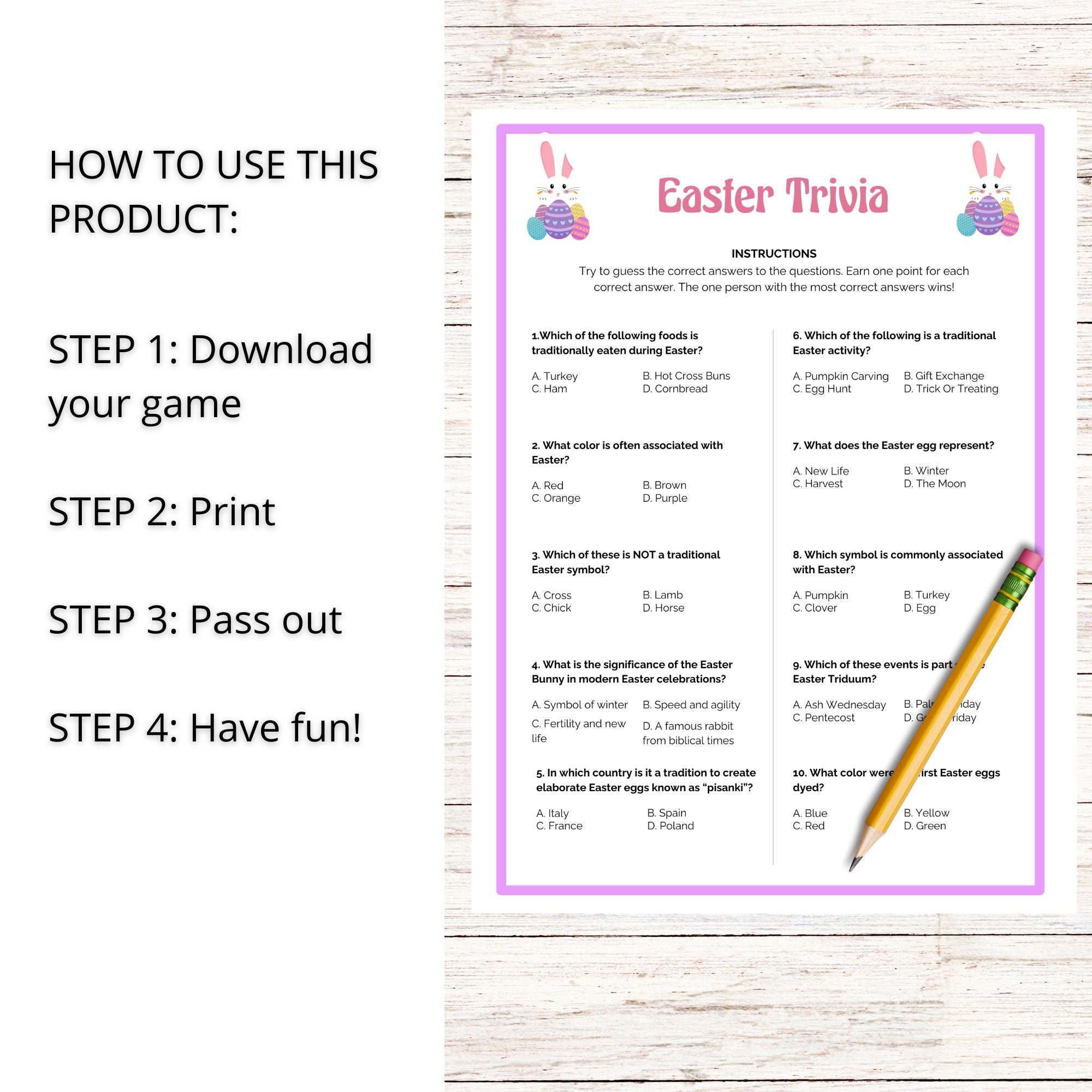 Printable Easter Trivia Game, Easter Party Game, Easter Family Game - Etsy