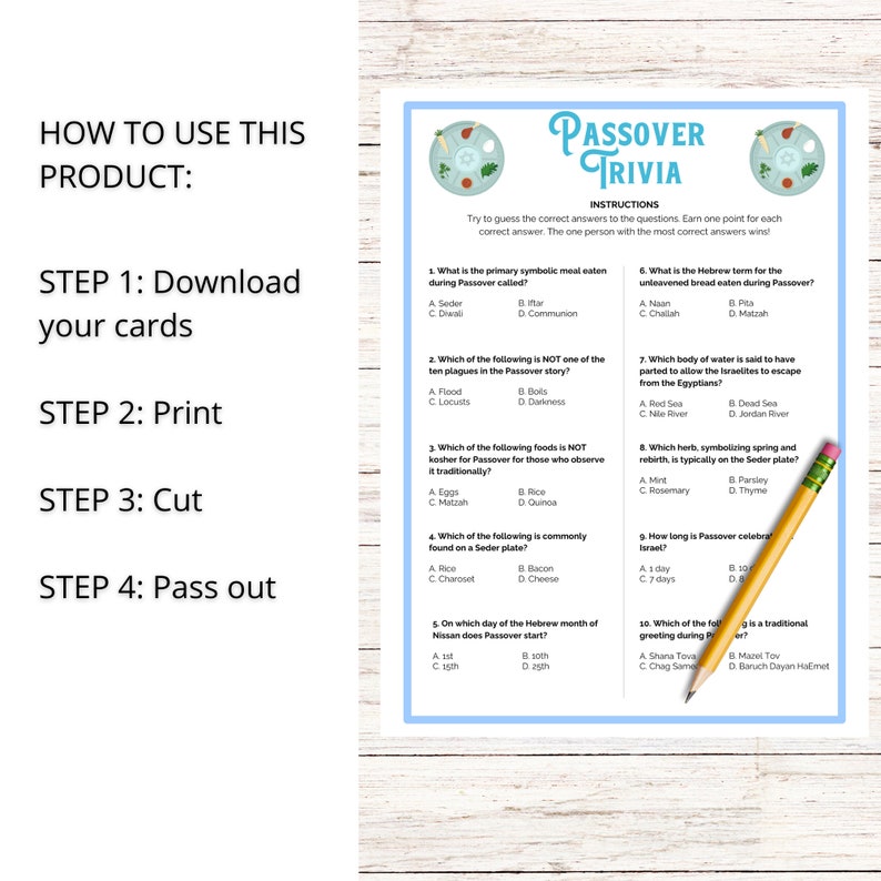 Passover Trivia Game, Passover Games, Family Game - Etsy