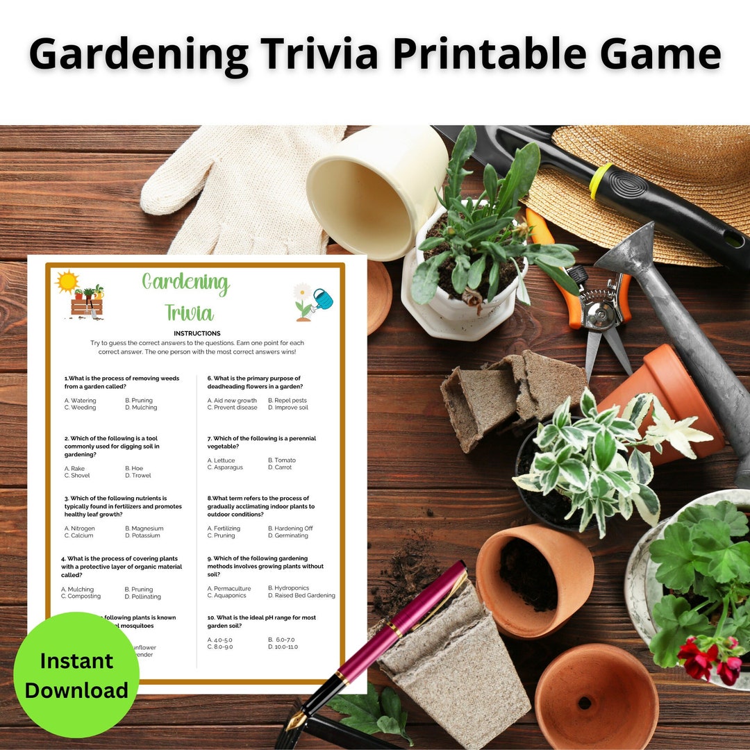 Gardening Trivia Printable, Gardening Trivia Game, Garden Party Game - Etsy
