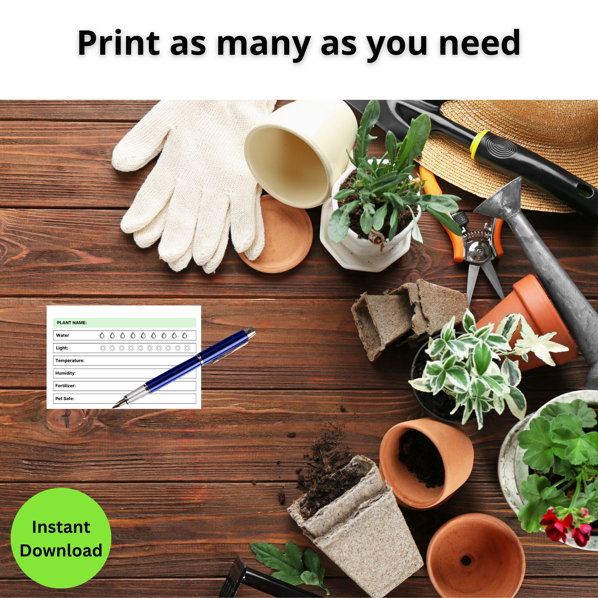 Plant Care Cards, Garden Plant Labels, Printable Plant Care Cards - Etsy