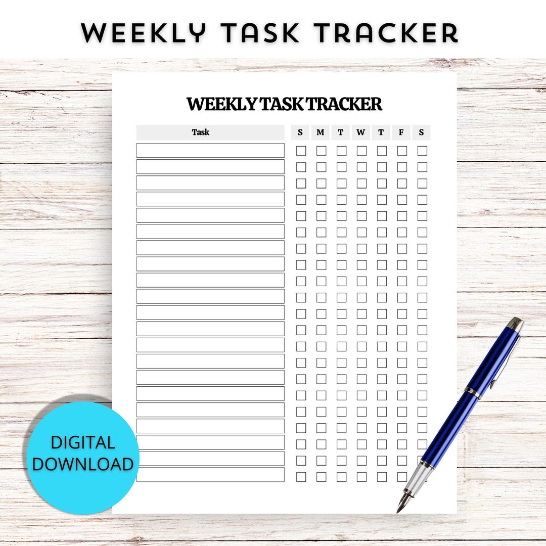 Weekly Task Tracker Printable, Task Tracker PDF, Printable Task Tracker ...