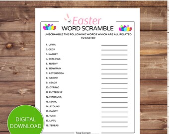 Easter Word Scramble. Home Party Game. Holiday Game. Pink Easter Game ...