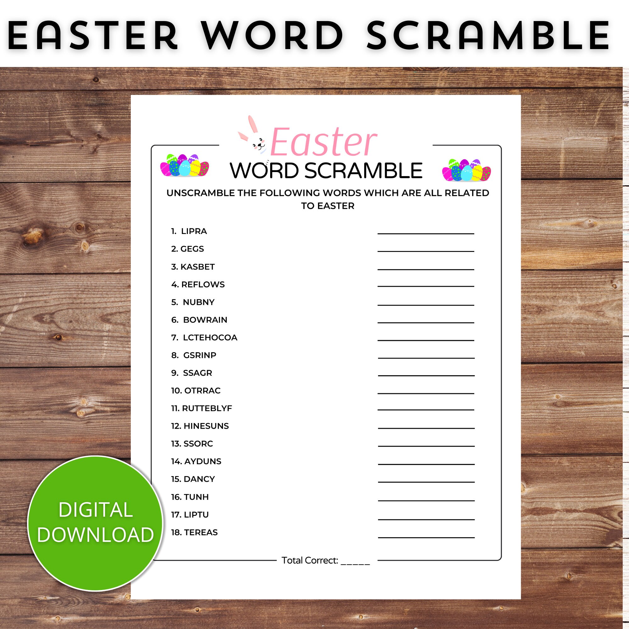 Easter Word Scramble Printable Game, - Etsy