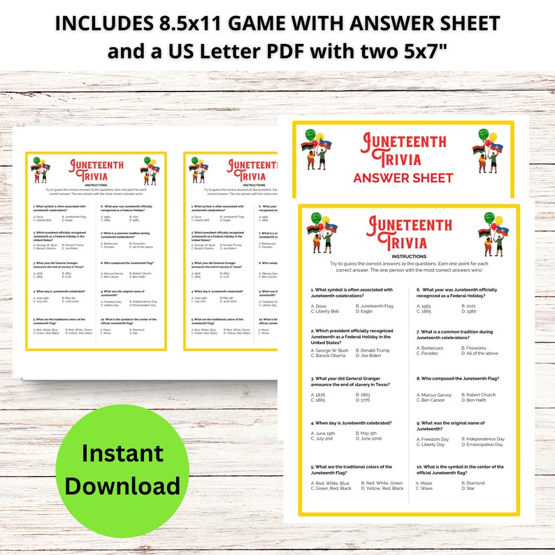 Juneteenth Trivia Game, African American History Quiz, Seniors Game ...