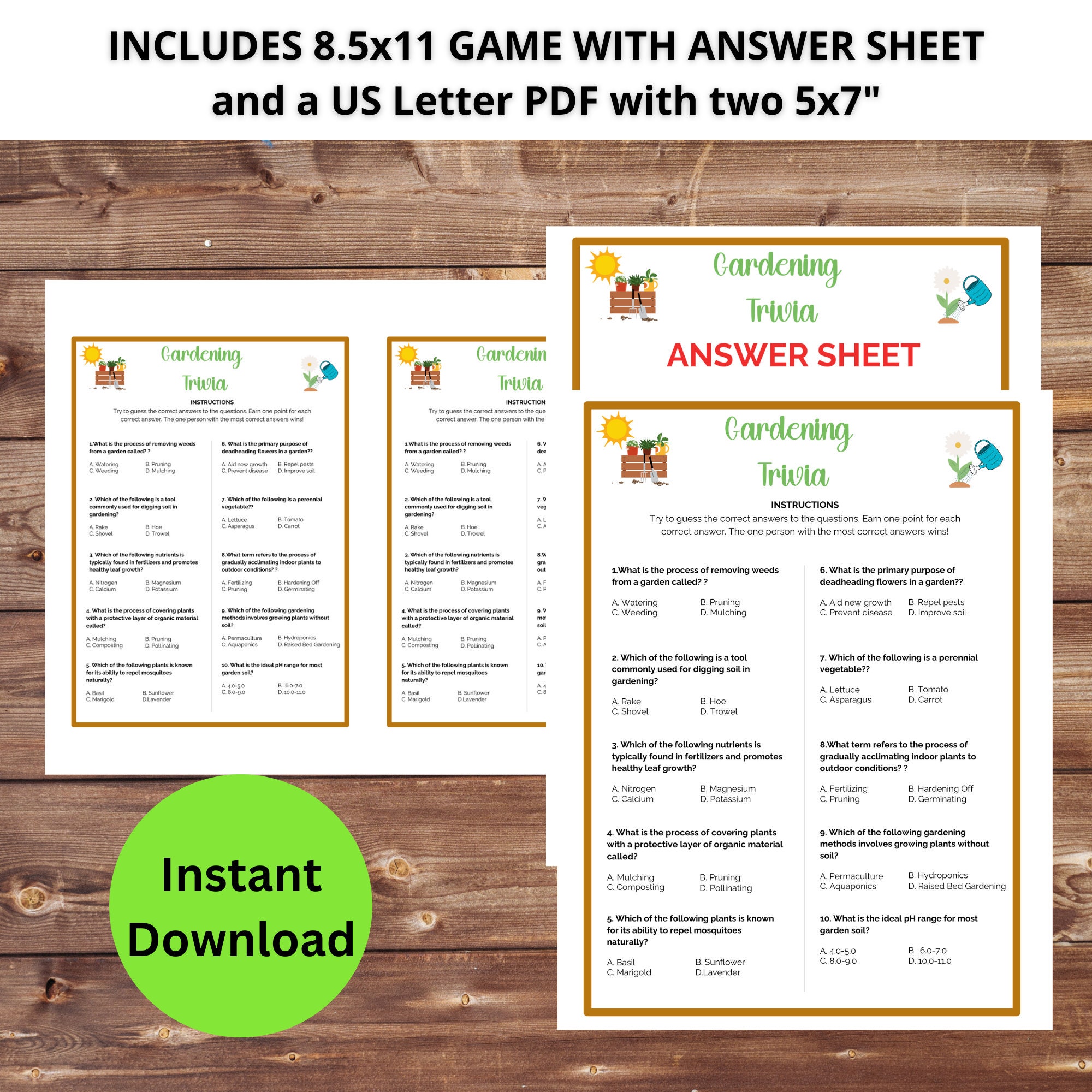 Gardening Trivia Printable, Gardening Trivia Game, Garden Party Game - Etsy